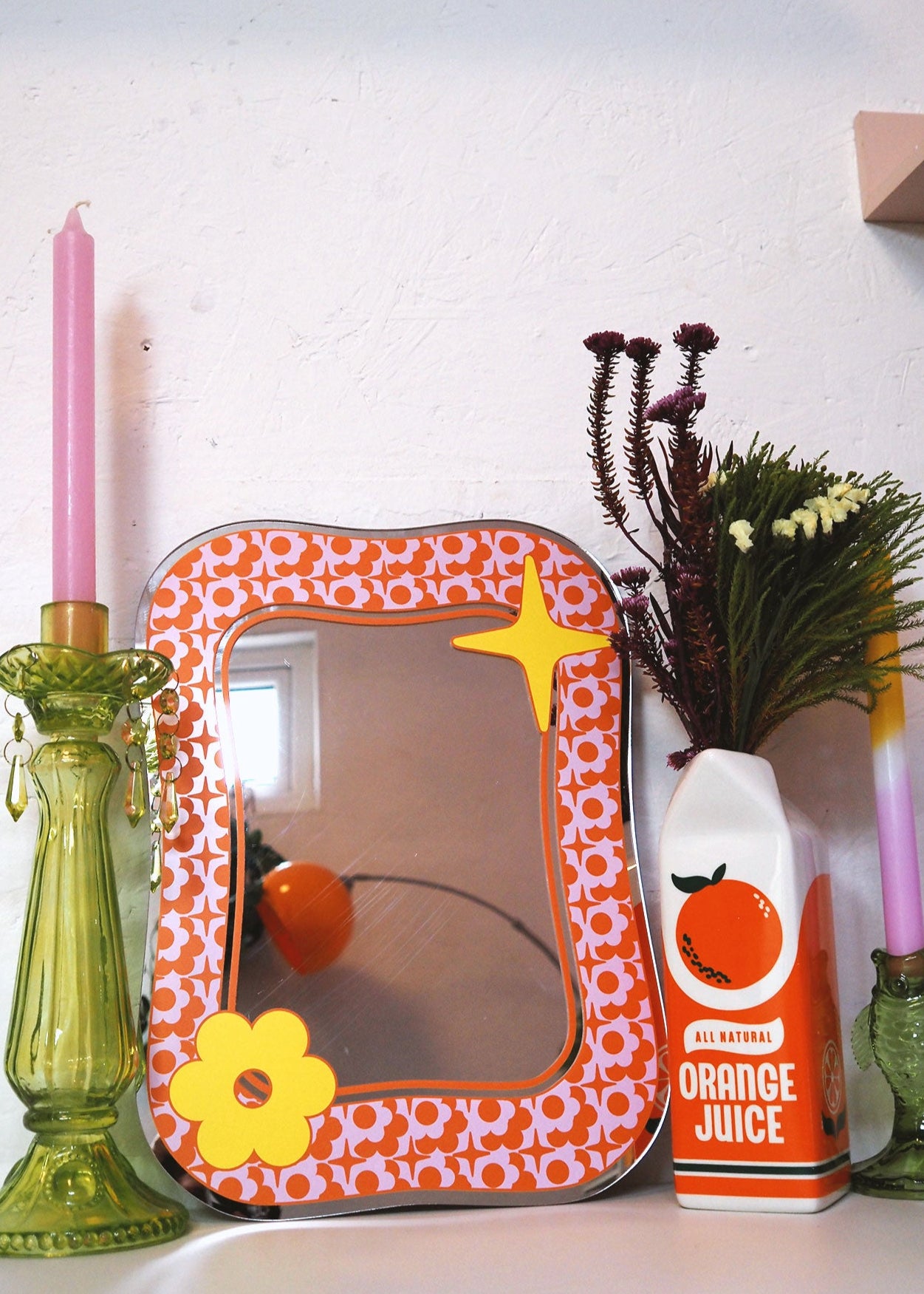 Groovy Pattern Square Blob Mirror - Orange & Pink – PrintedWeird