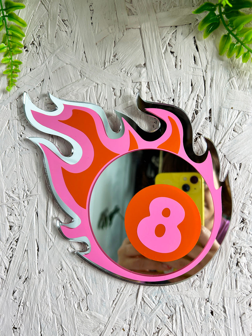 Flaming Eight Ball Mirror – PrintedWeird