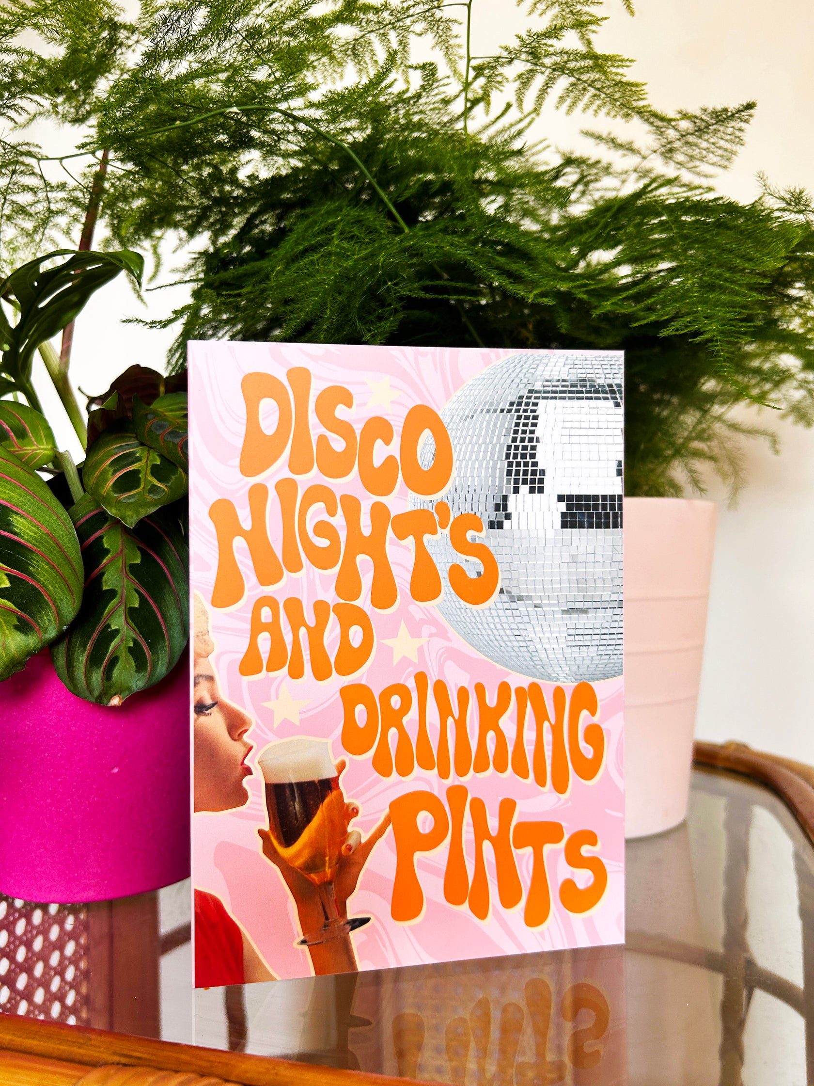 Disco Nights & Drinking Pints Greeting Card – PrintedWeird
