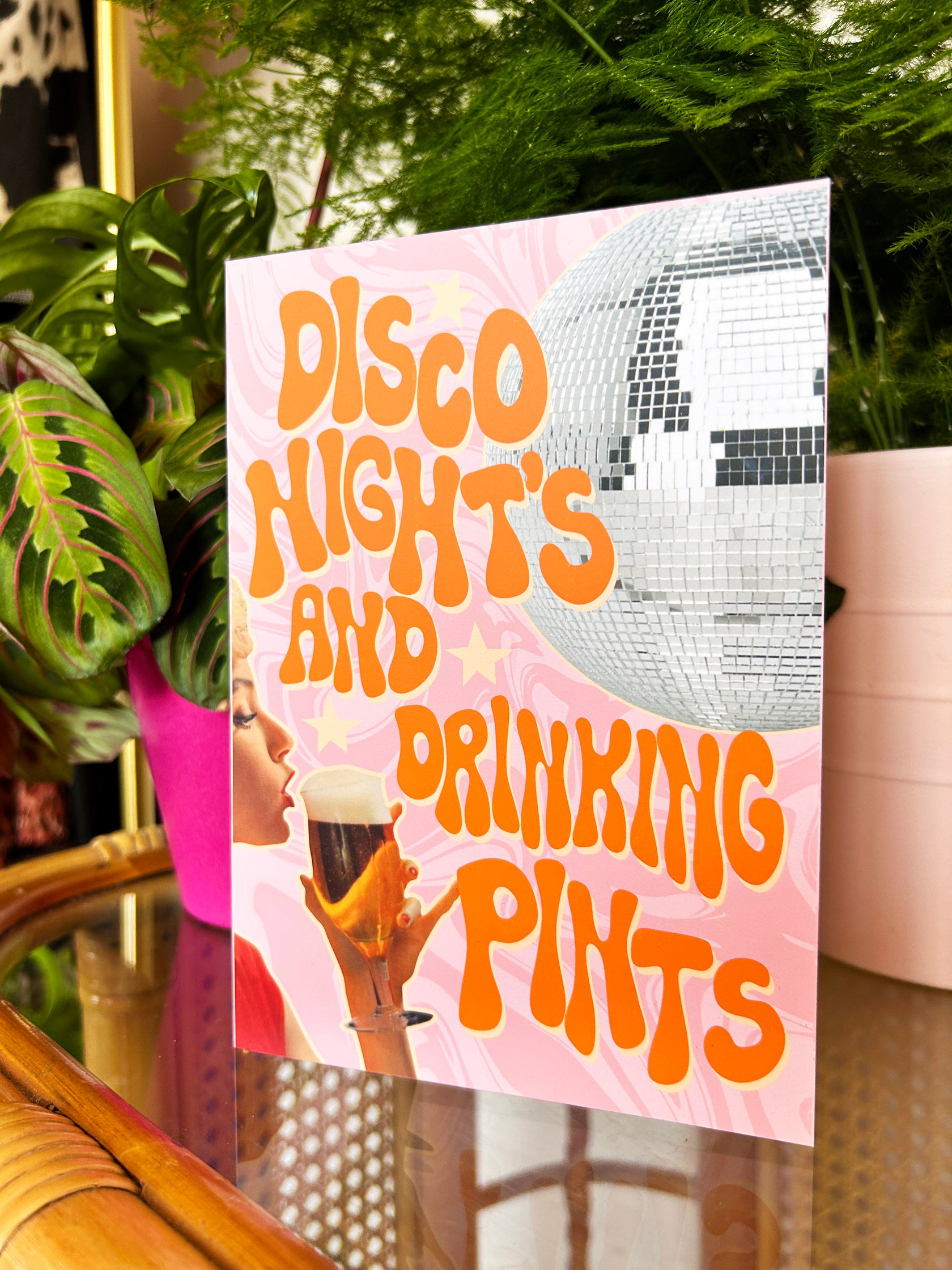 Disco Nights & Drinking Pints Greeting Card – PrintedWeird