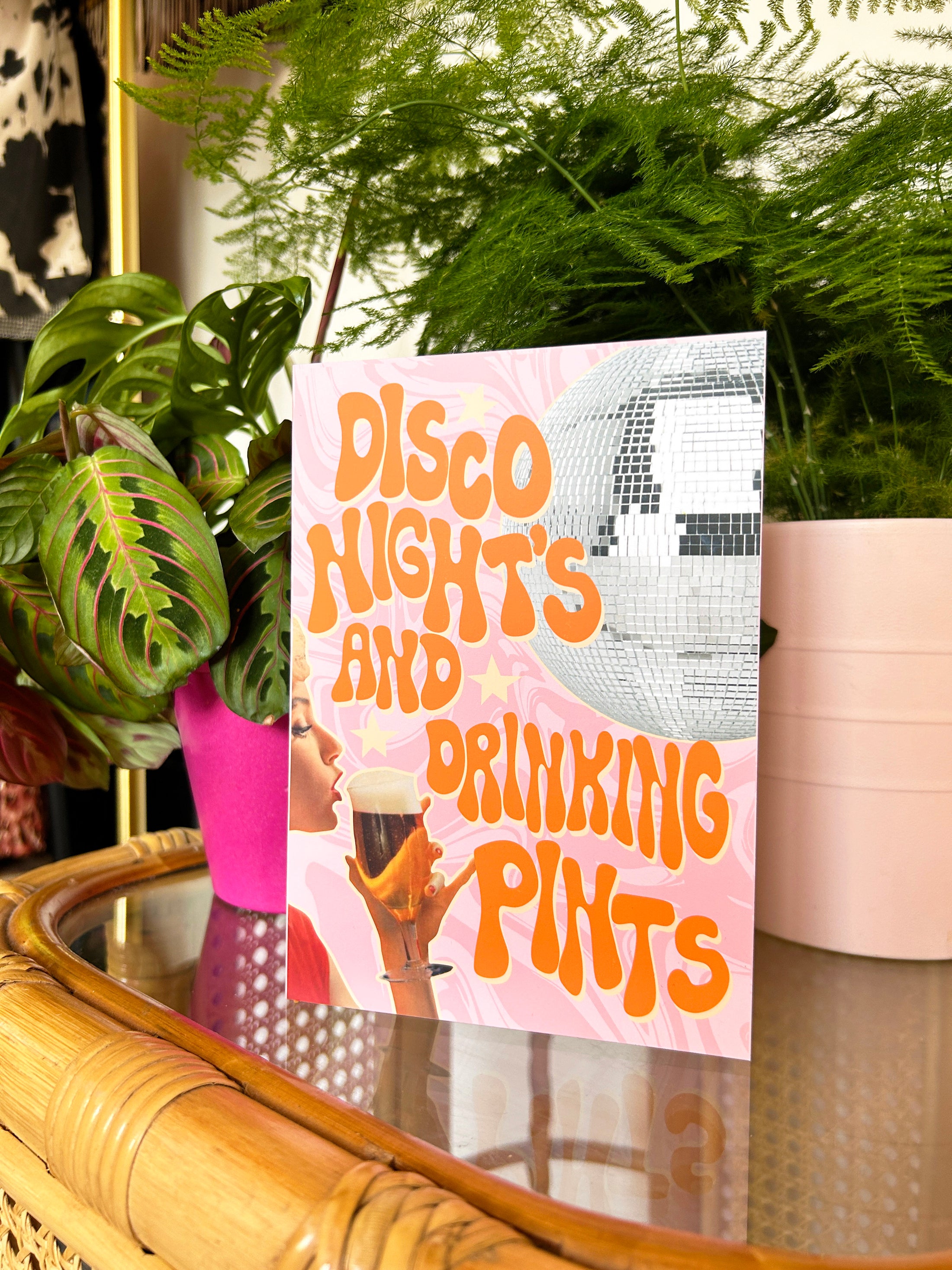 Disco Nights & Drinking Pints Greeting Card – PrintedWeird