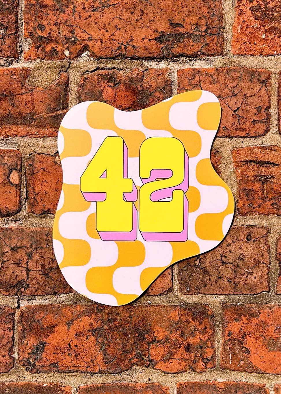 Pink & Orange Retro Wave Blob House Number Sign - Custom – PrintedWeird
