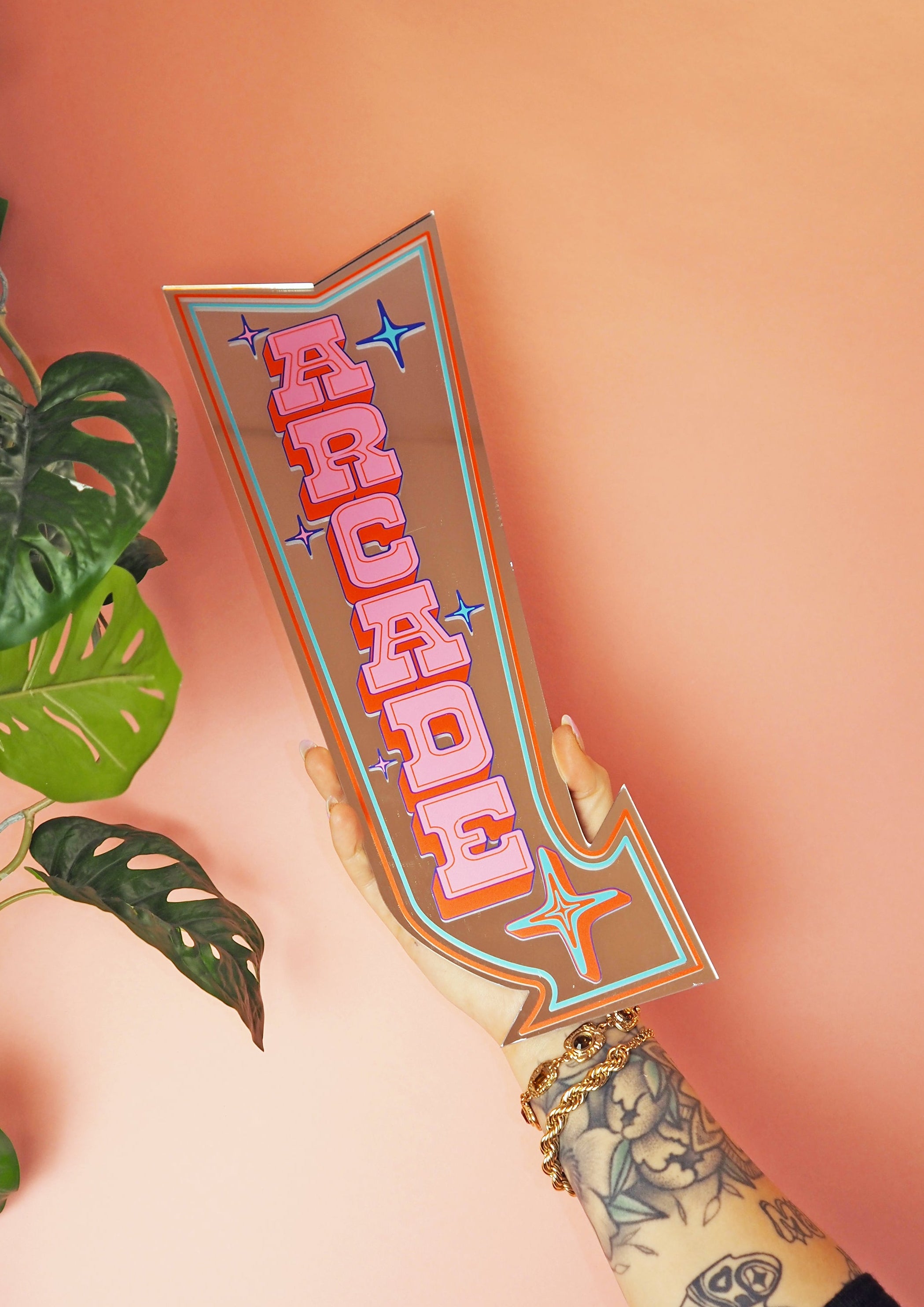 Retro Arcade Arrow Mirror - Blue & Red – PrintedWeird