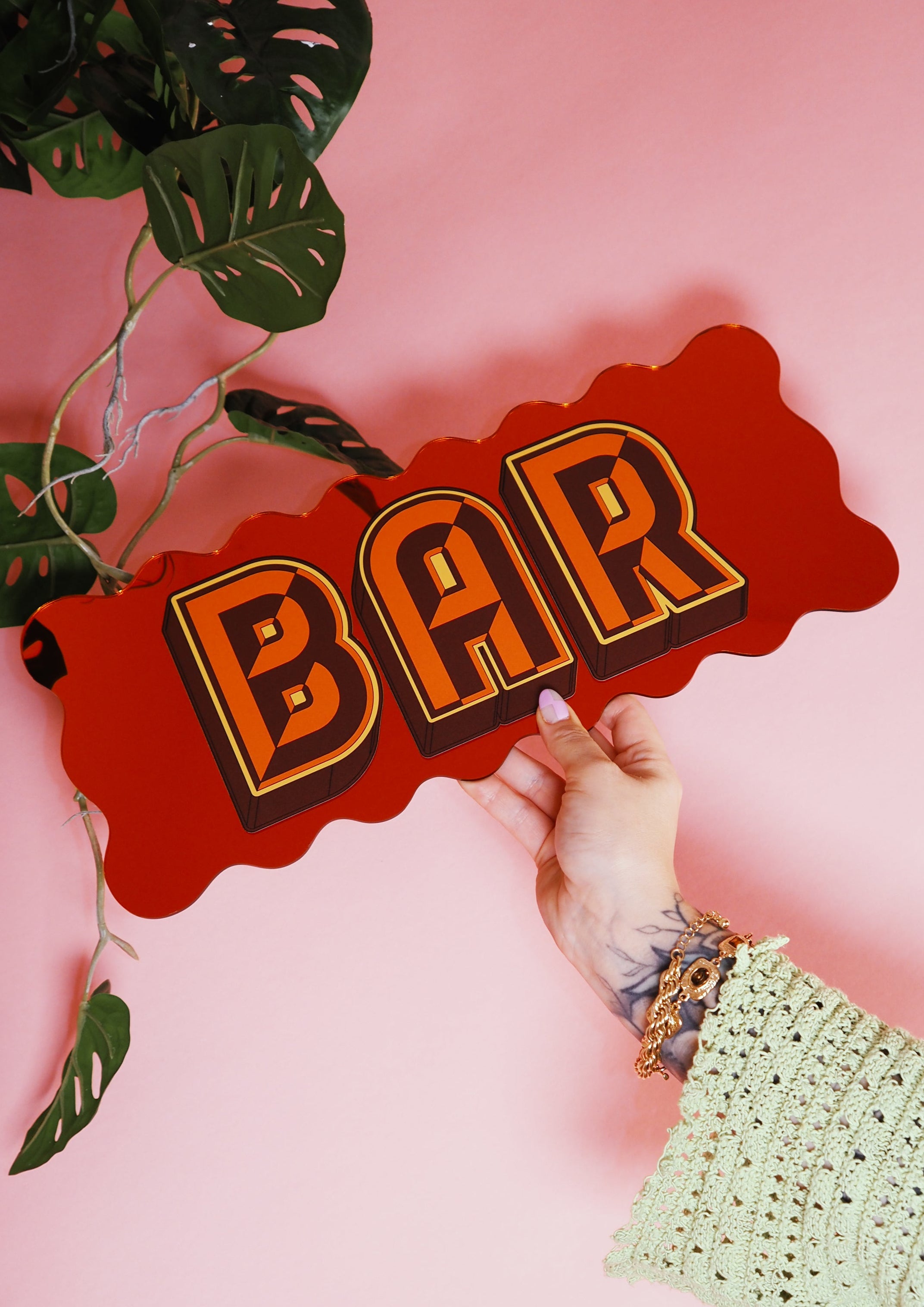 Bar Wavy Mirror Sign - Groovy Orange – PrintedWeird