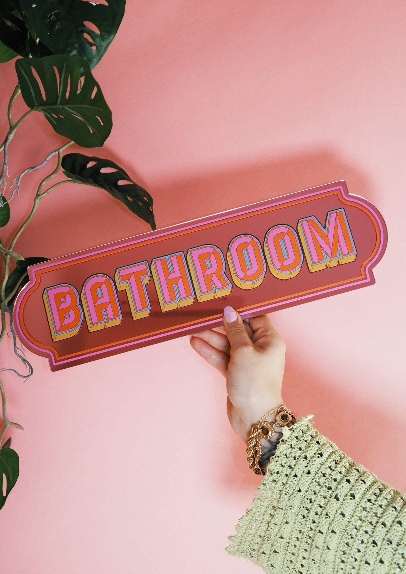 Bathroom Rectangle Sign - Playful Pink – PrintedWeird