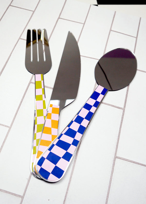 Oversized Checkerboard Cutlery Mirror Set – PrintedWeird