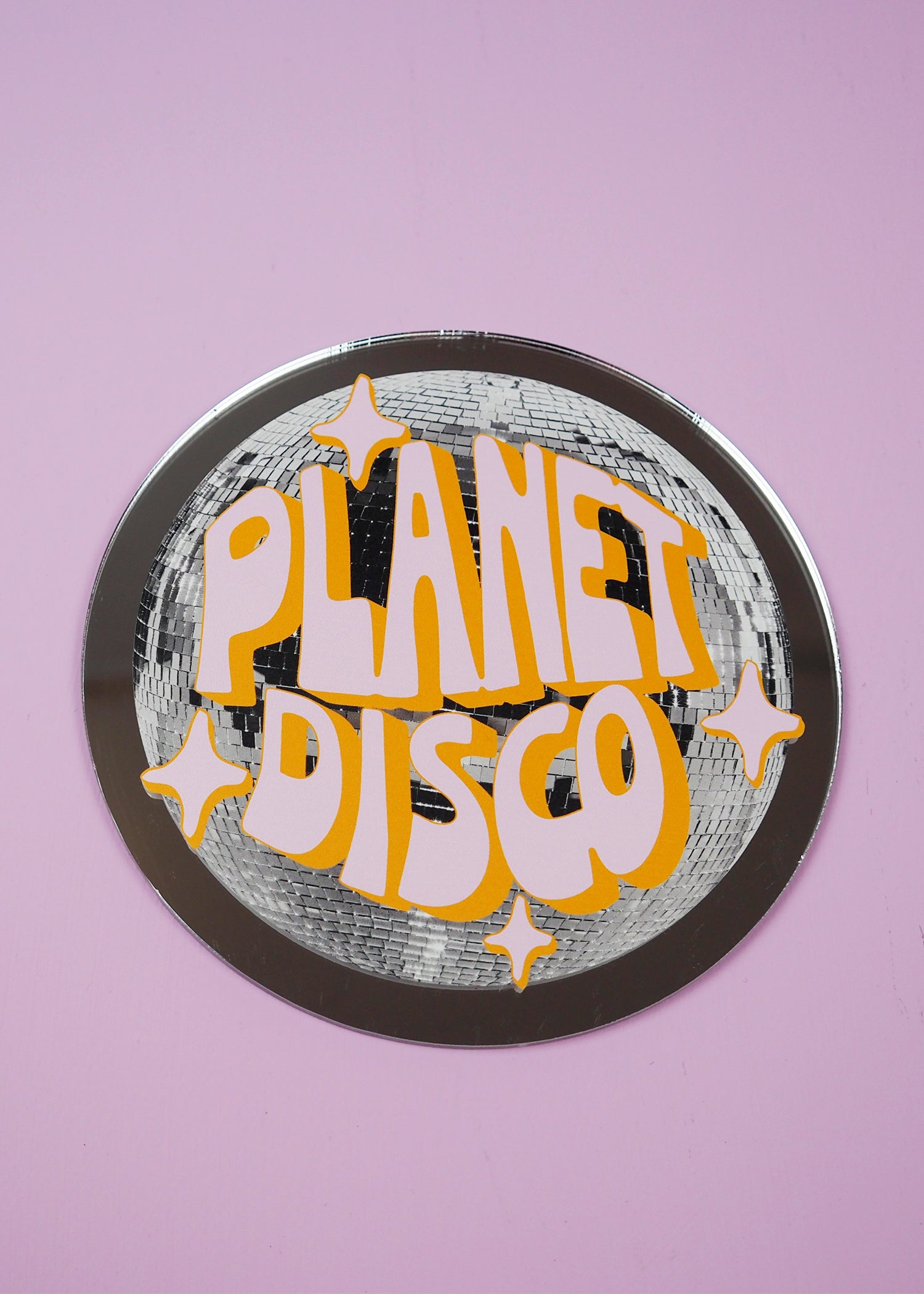 Orange & Pink Planet Disco Disc Mirror – PrintedWeird