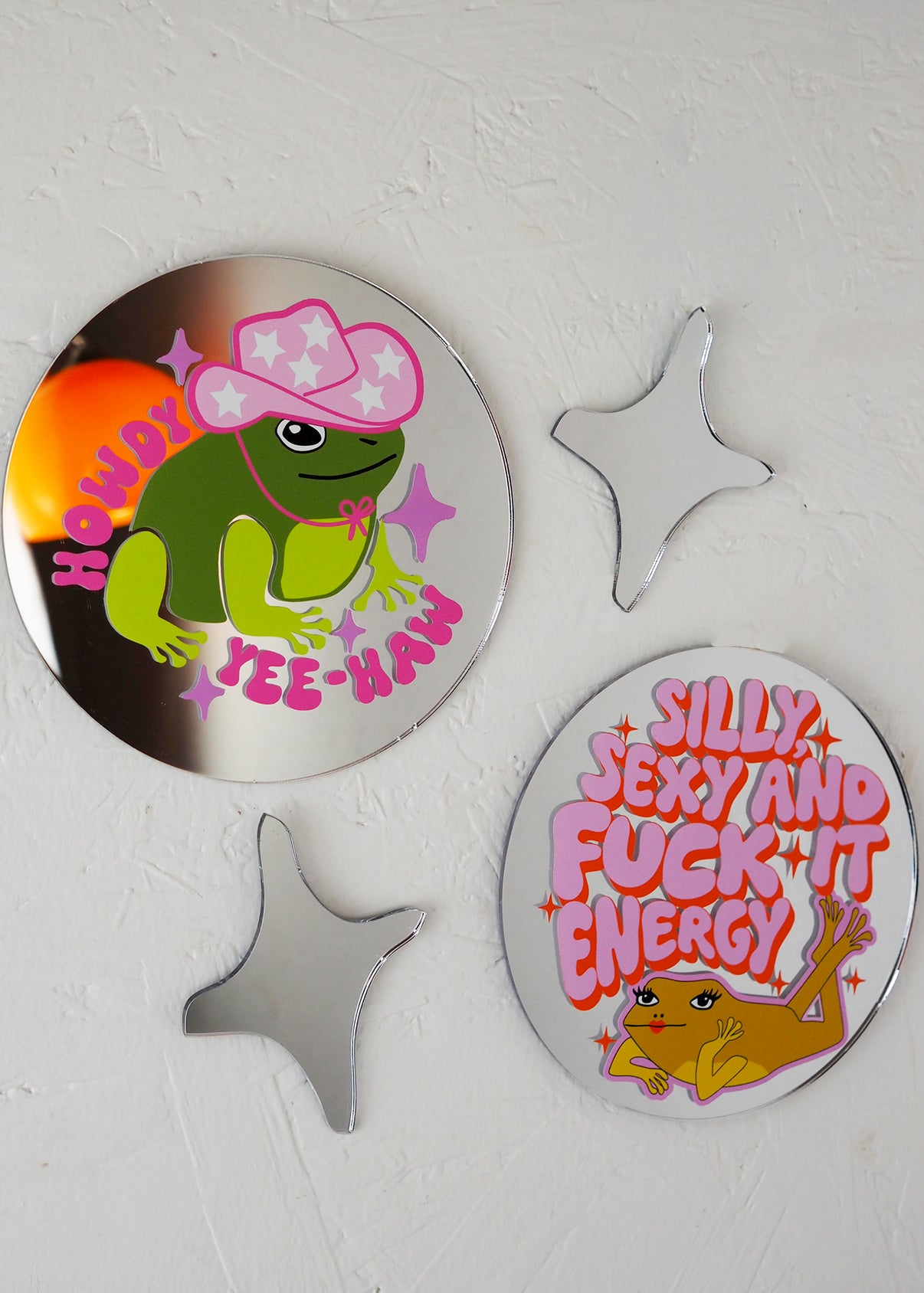 Silly, Sexy, Fuck It Energy Frog Disc Mirror – PrintedWeird