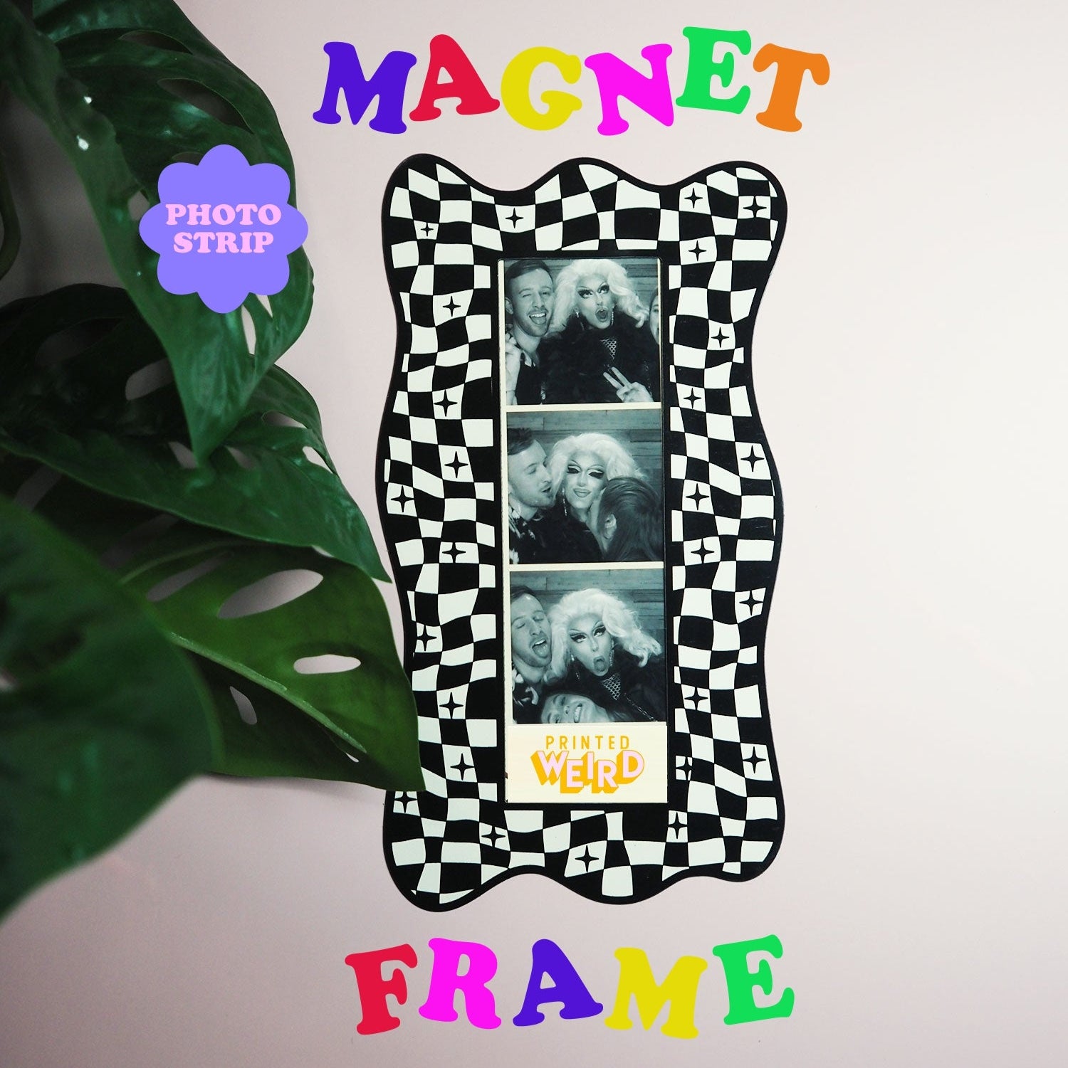 Photo Booth Strip Magnetic Frame - Monochrome Checkerboard – PrintedWeird
