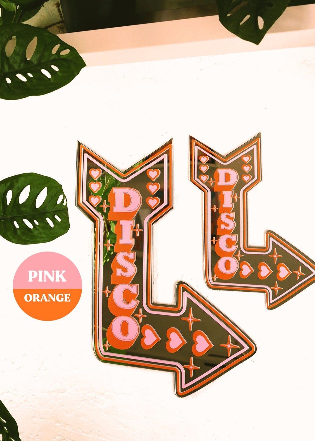 Retro Disco Arrow Mirror - Pink & Orange – PrintedWeird